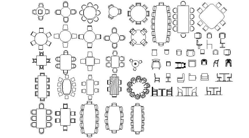2d CAD drawings details of dining table chair units dwg file - Cadbull